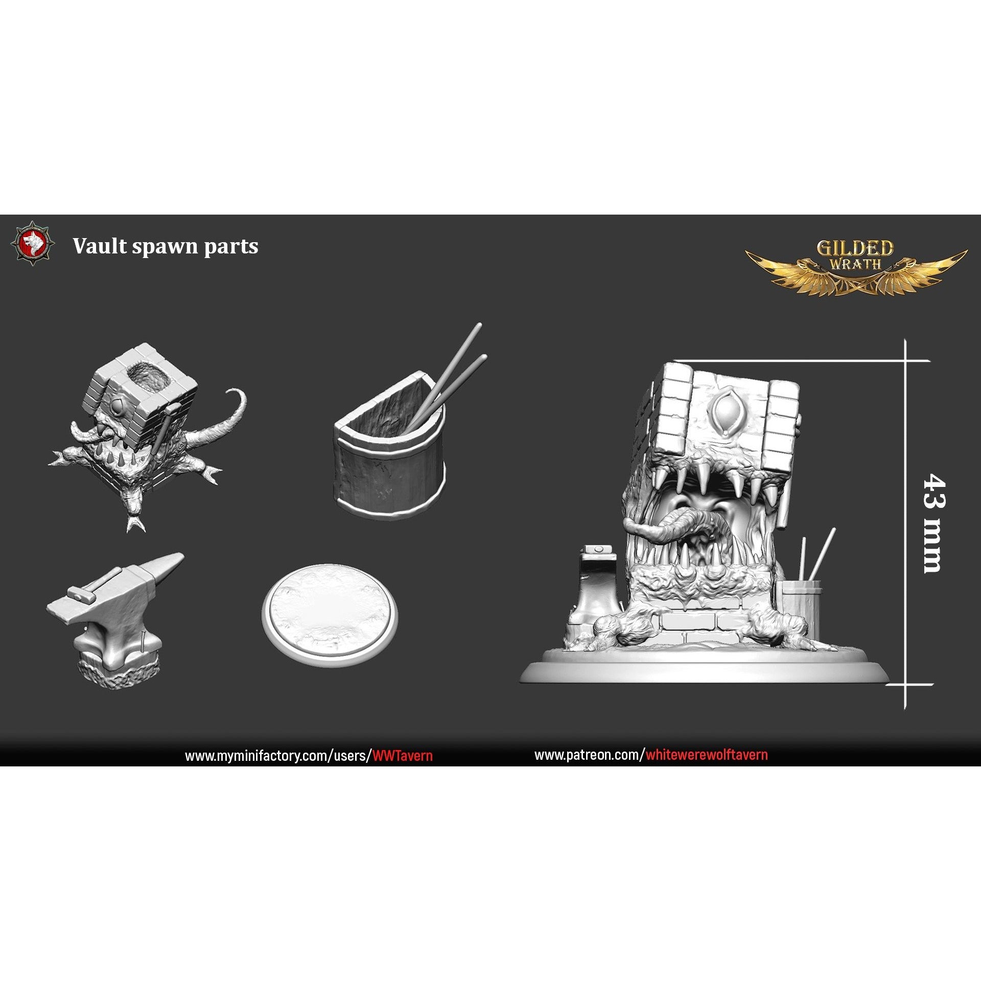 Vault Spawn - Gilded Wrath - 3d Printed Miniature Sculpted by White We – CheddarMinis