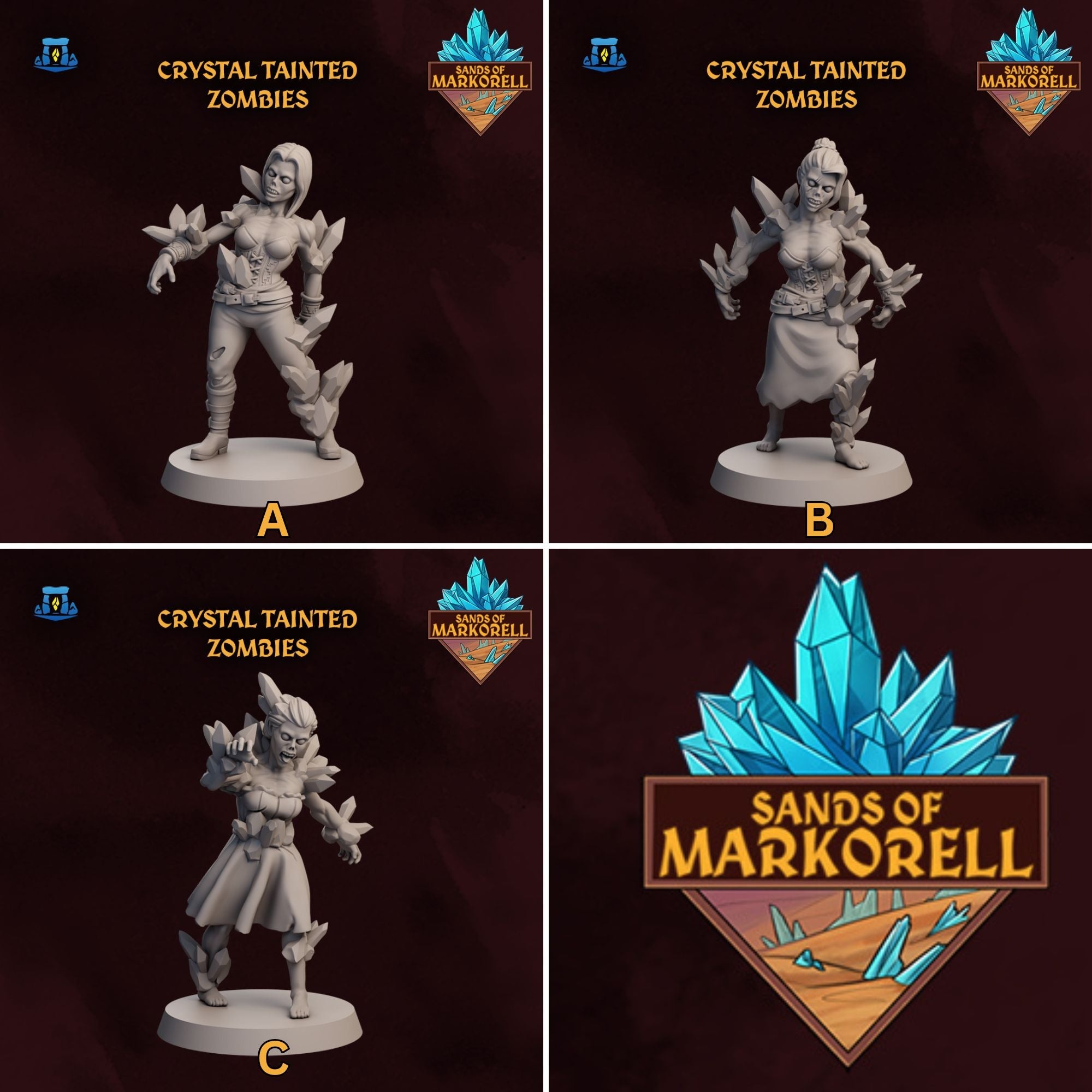 Crystal Tainted Zombie Females - 3d Printed Miniature Sculpted by Wish – CheddarMinis