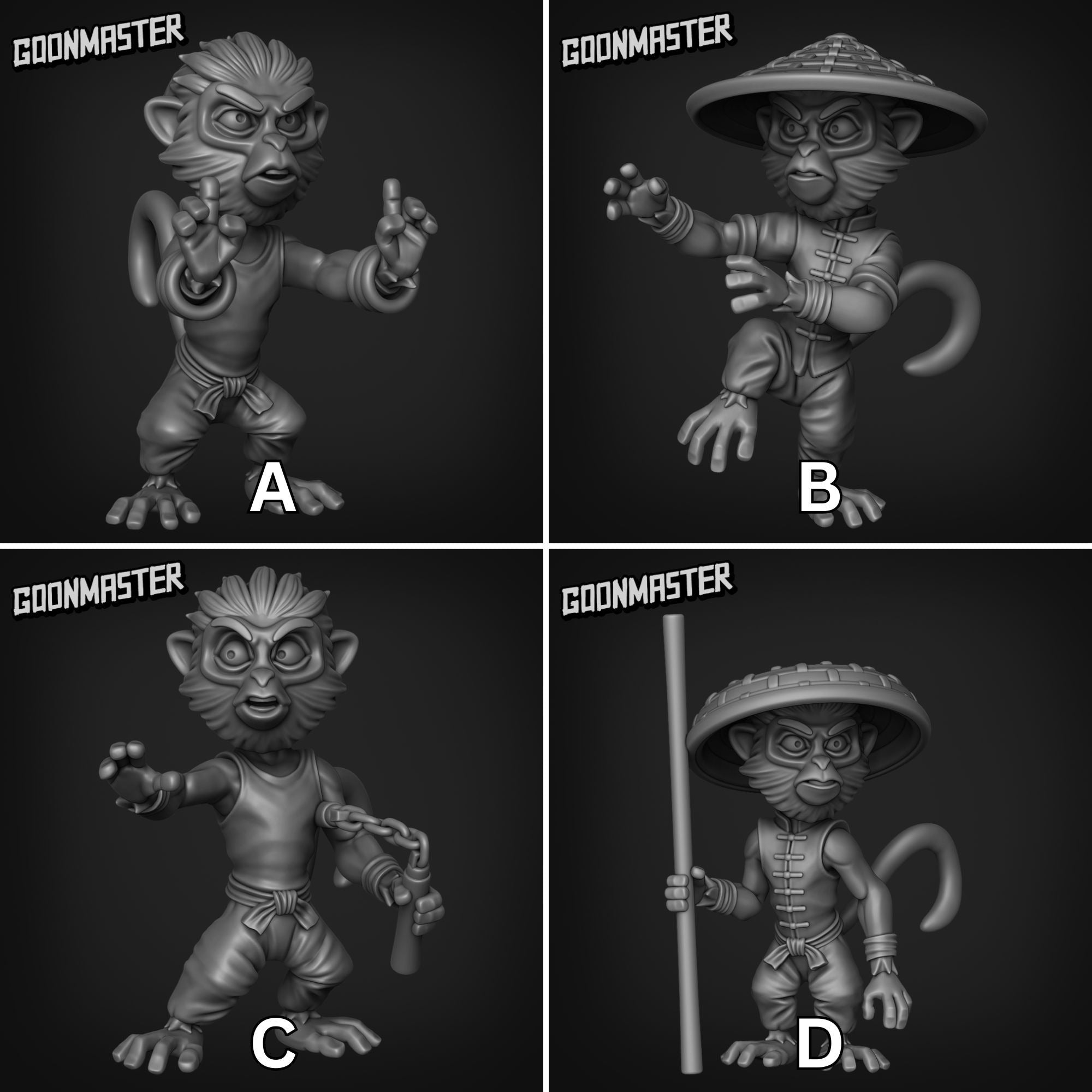 Monkey Monk - 3d Printed Miniature by Goon Master Games – CheddarMinis