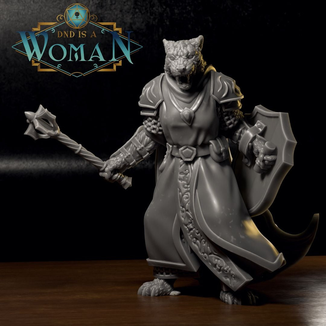 Tabaxi Cleric - Snowy Meadows, Silver Sky - 3d Printed Miniature by DN ...