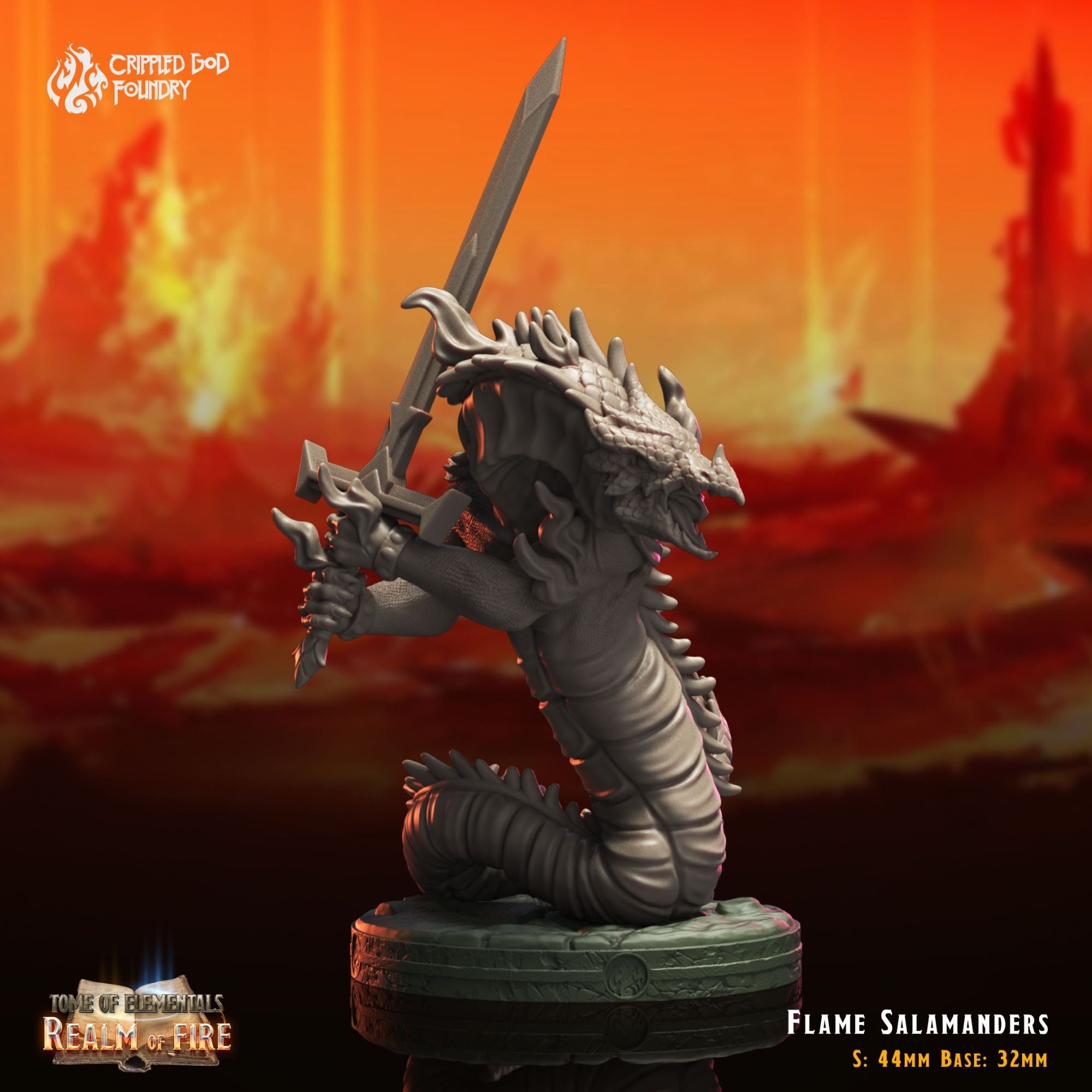 Flame Salamanders - 3d Printed Miniature Sculpted by Crippled God Foun ...