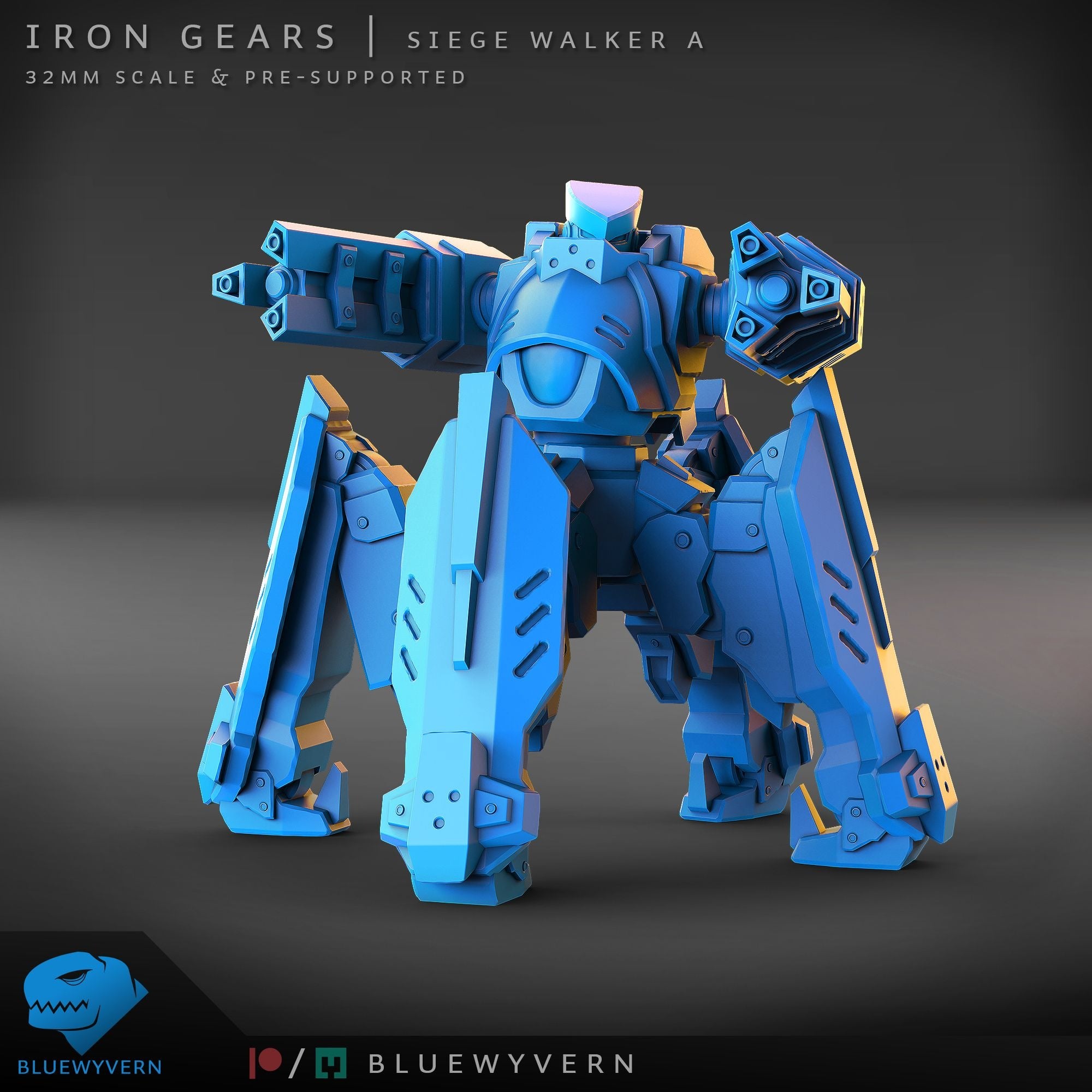 Siege Walkers - Iron Gears - 3d Printed Miniature Sculpted by Blue Wyv ...