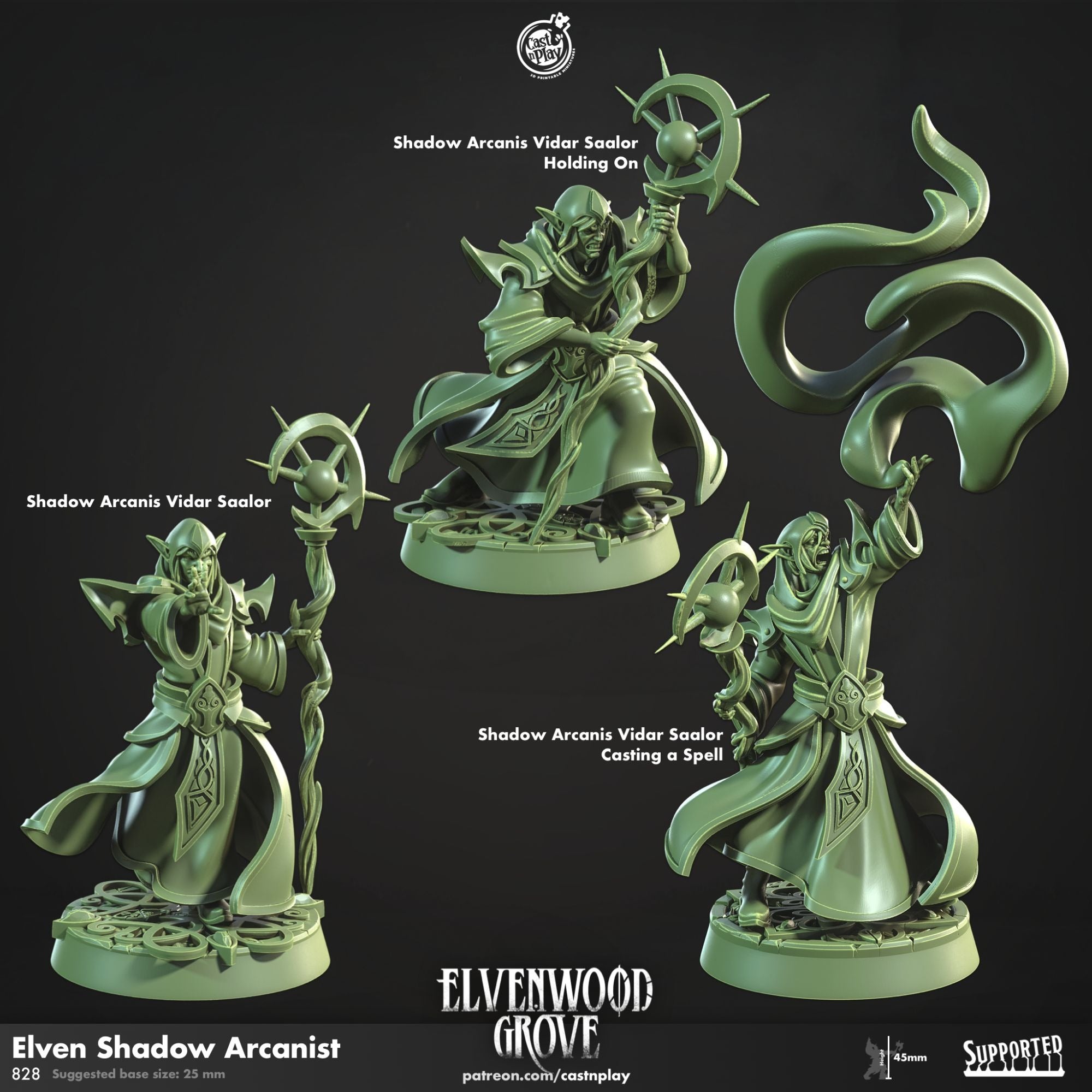 Elven Shadow Arcanist - Elvenwood Grove - 3d Printed Miniature by Cast ...