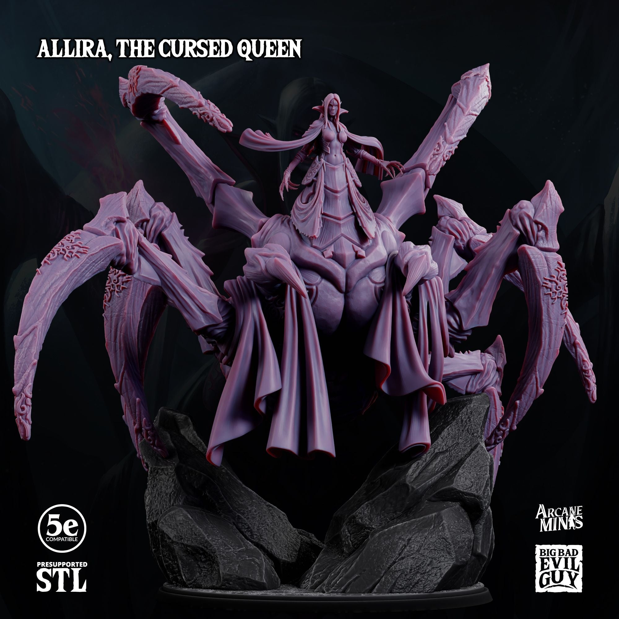 Allira the Cursed Queen - 3d Printed Miniature by Big Bad Evil Guys ...