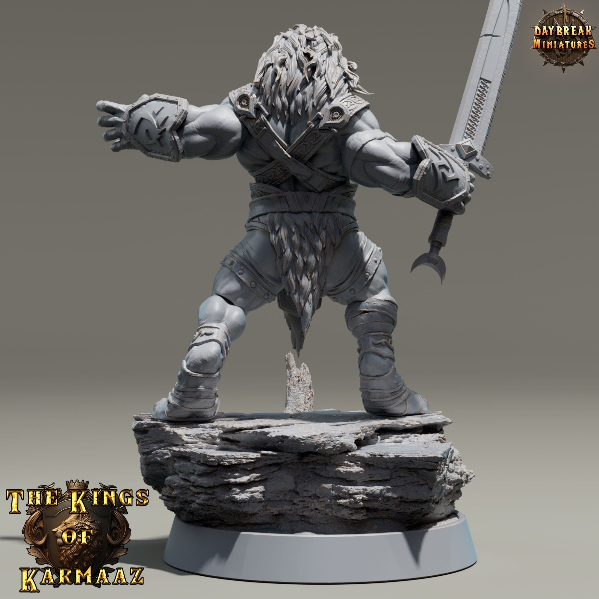 King Deepcut - Kings of Karmaaz (Lionfolk) - 3d Printed Miniature scul ...