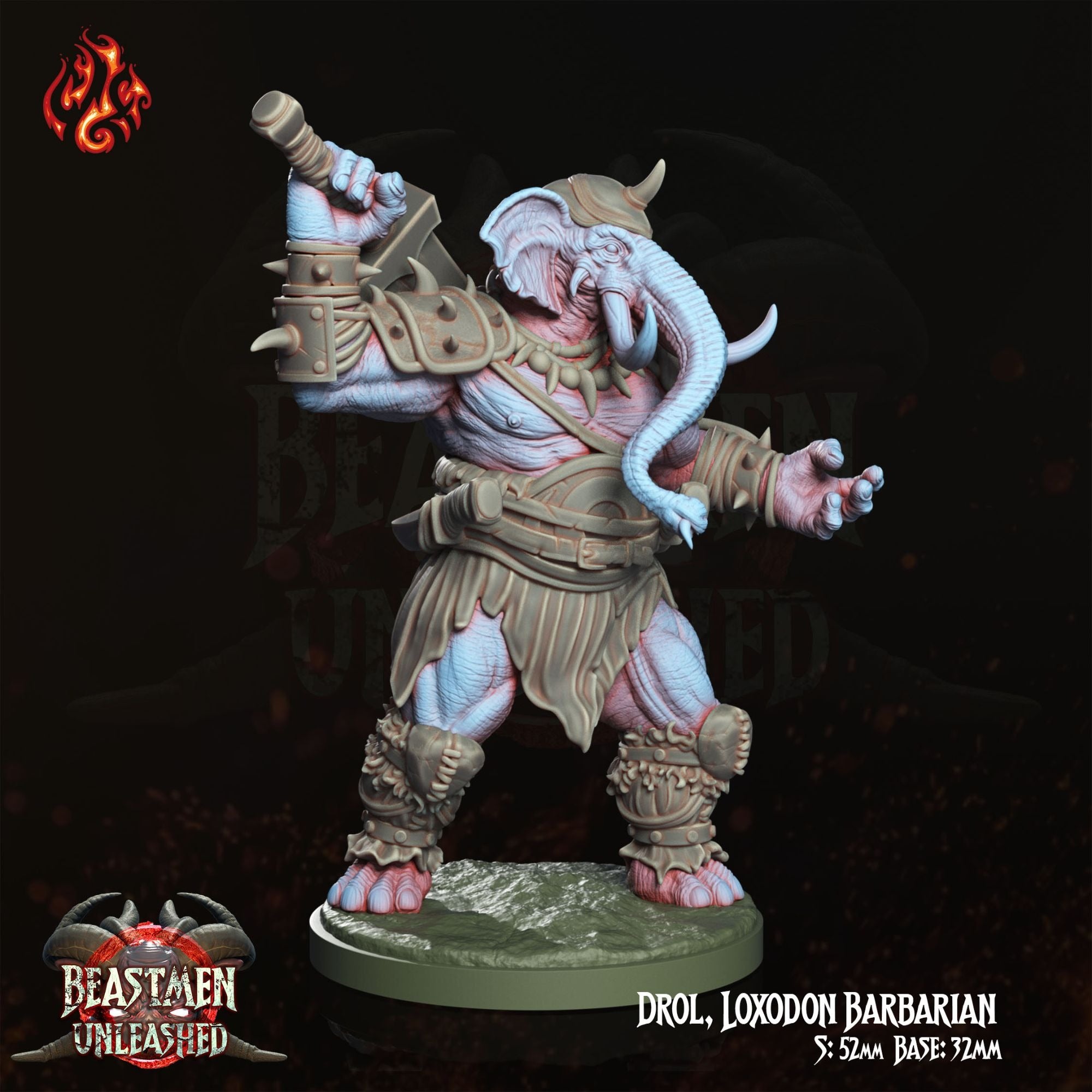 Drol, Loxodon Barbarian - 3d Printed Miniature by Crippled God Foundry ...