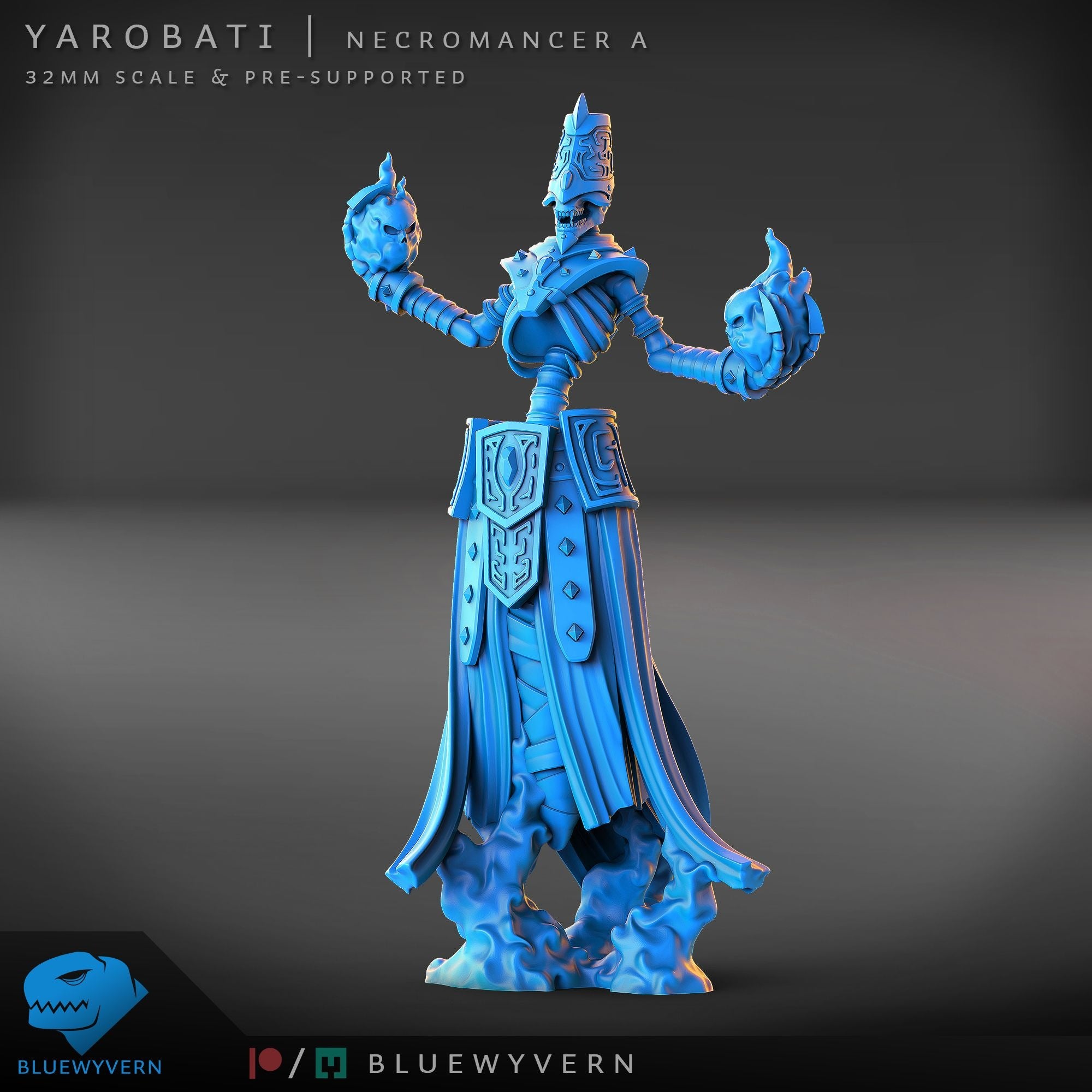 Necromancer - Yarobati Undead - 3d Printed Miniature Sculpted by Blue ...