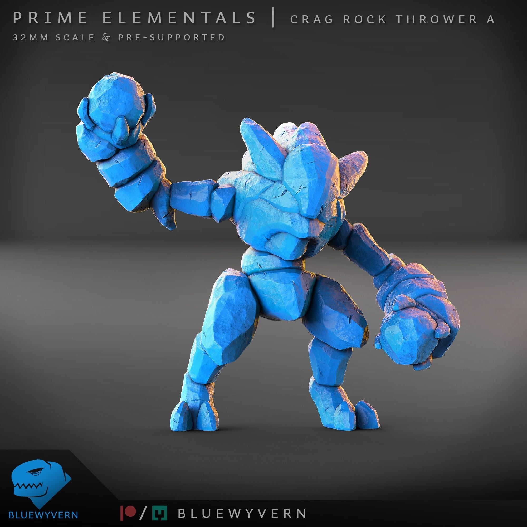 Crag Rock Thrower - Prime Elementals - 3d Printed Miniature Sculpted b ...