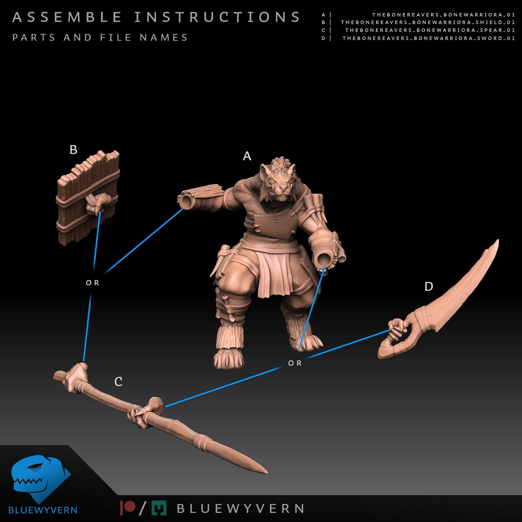 Bone Warriors - Bone Reavers - 3d Printed Miniature Sculpted by Blue W ...