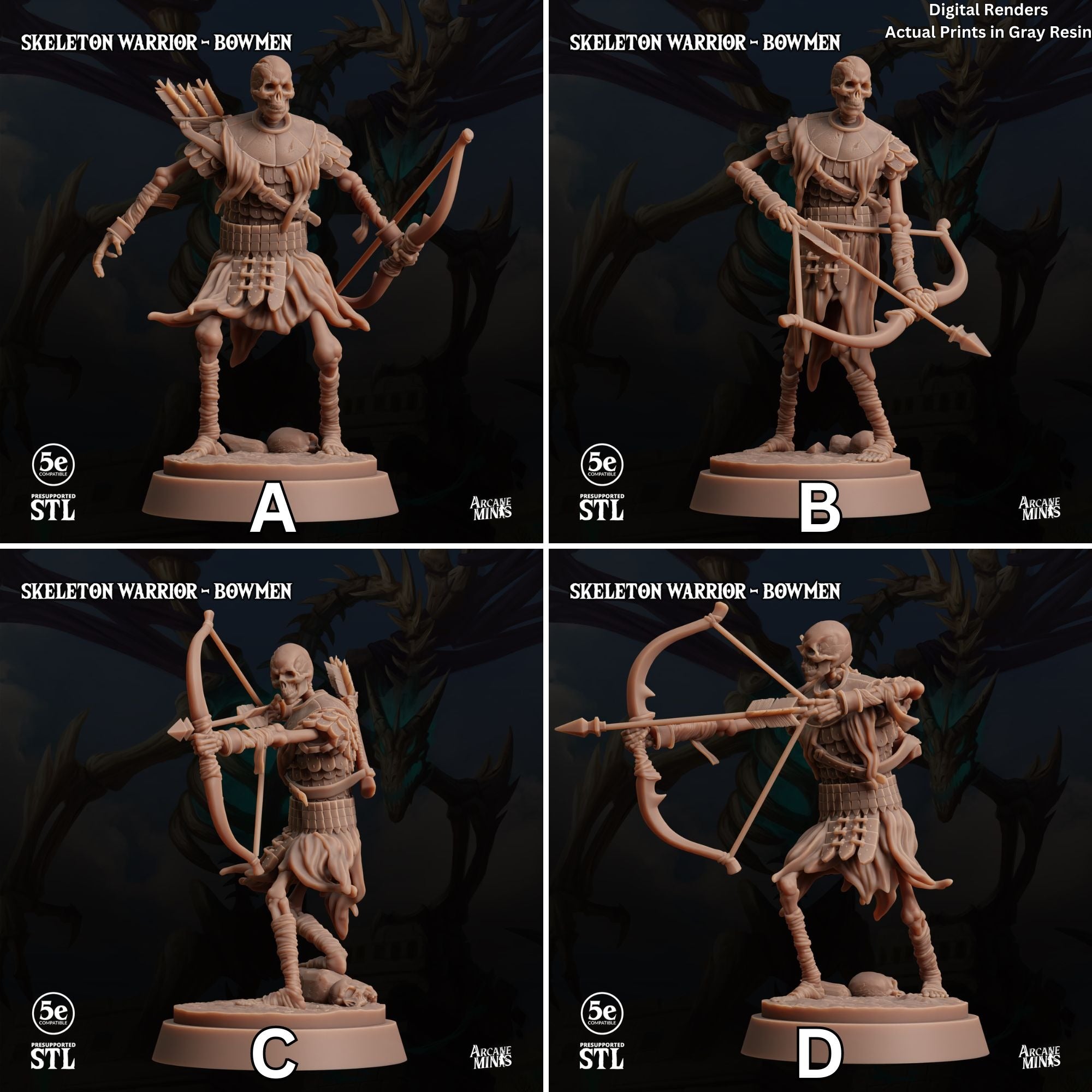 Skeleton Warriors: Bowmen- Tomb of Extinction - 3d Printed Miniature b ...