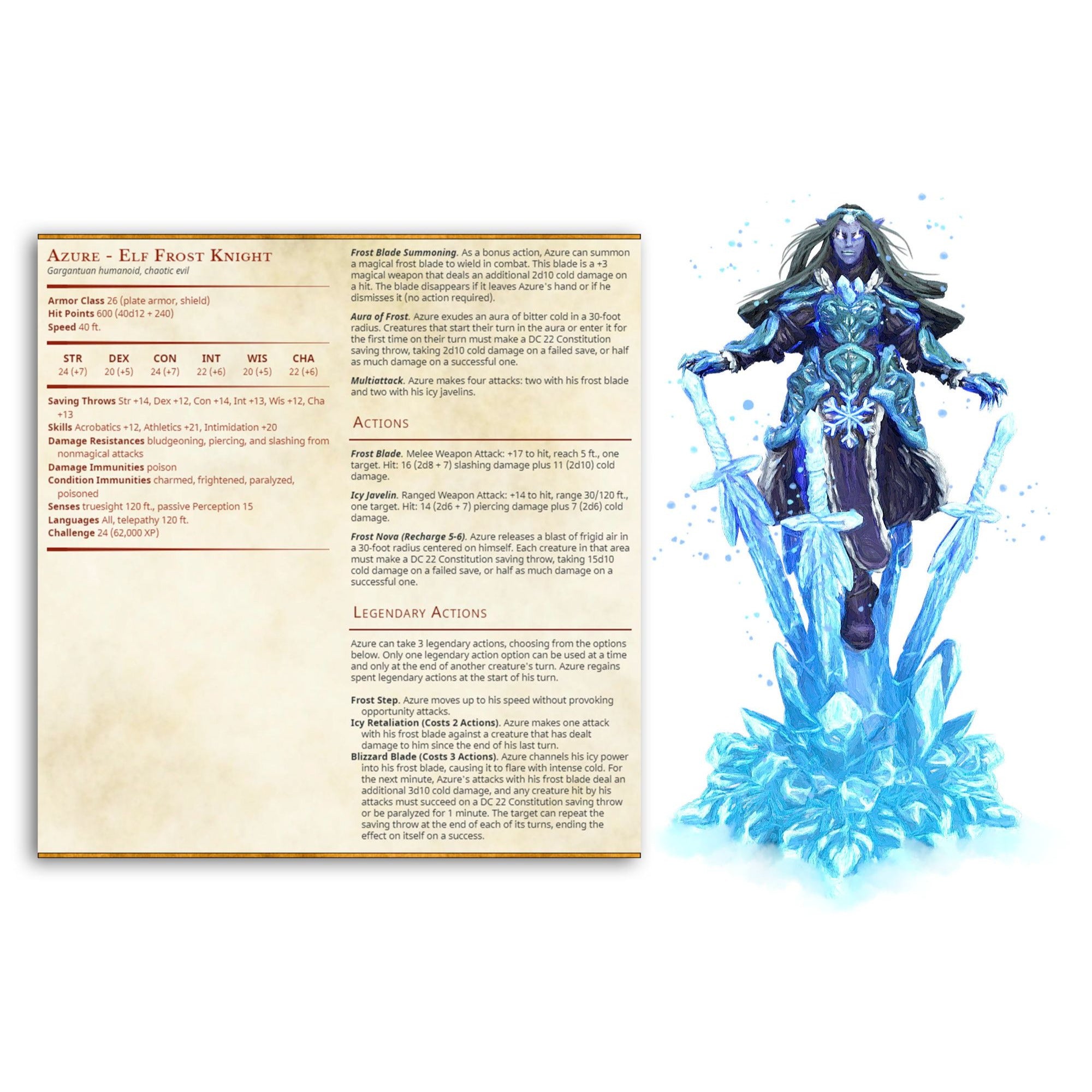 Azure, Frost Knight - Godly Avatars - 3d Printed Miniature Sculpted by ...