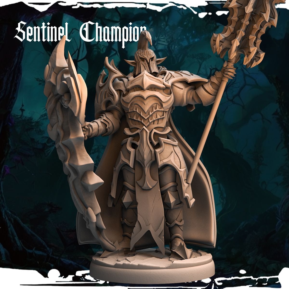 Sentinel Champion - Army of Darkness: Dark Elves - 3d Printed Miniatur ...